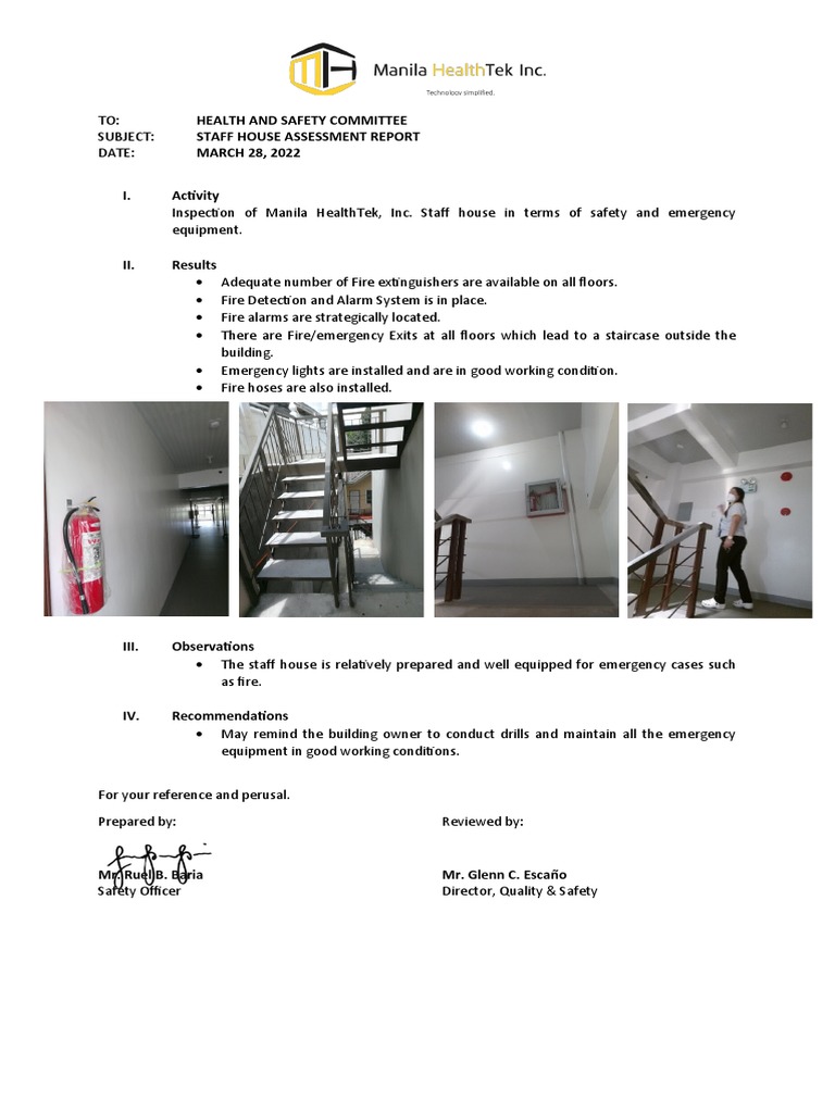 Staff House Safety Assessment Report | PDF