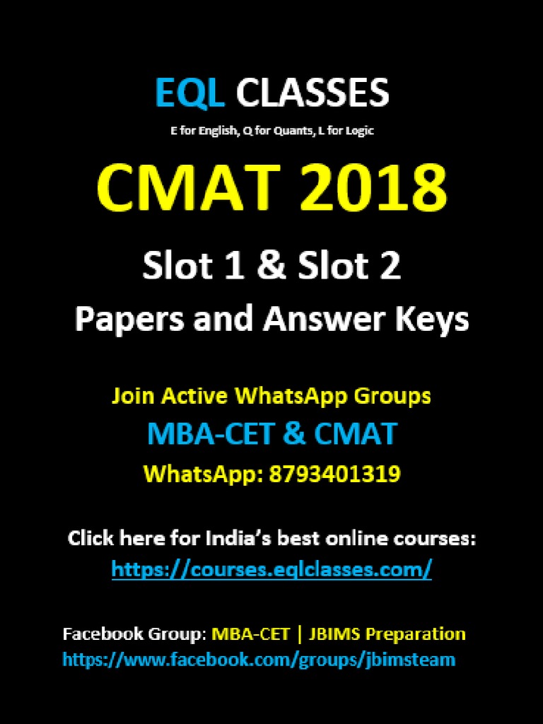 CMAT 2018 Paper & Answer Keys-1-1 | PDF | Sales | Science