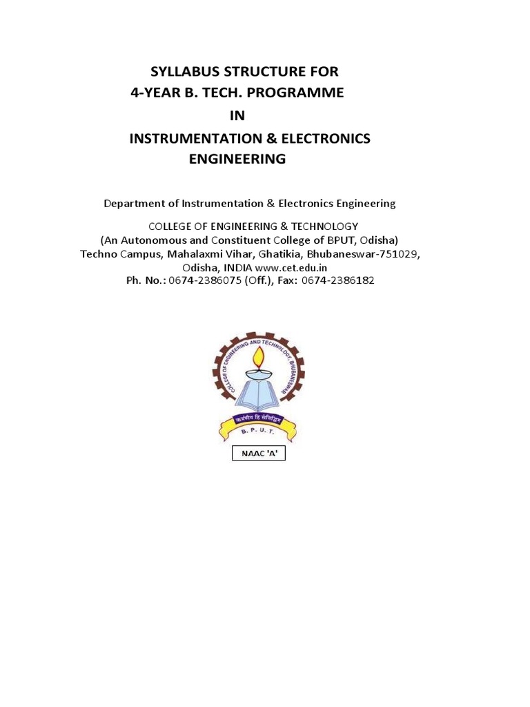 Syllabus Structure For 4-Year B. Tech. Programme IN Instrumentation ...