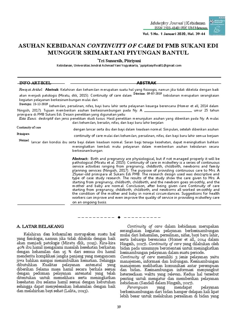 Asuhan Kebidanan Continuity of Care Di PMB Sukani | PDF