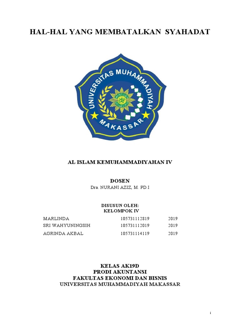 KELOMPOK 4 - (Hal-Hal Yang Membatalkan Syahadat) - AIK IV | PDF
