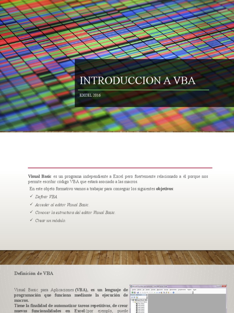 Introduccion A VBA. | PDF | Macro (informática) | Visual Basic para ... Introduccion A VBA. | PDF | Macro (informática) | Visual Basic para ...