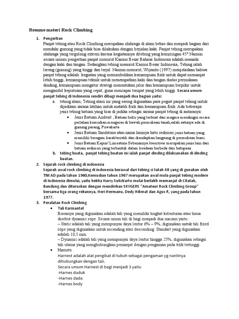 Resume Materi Rock Climbing | PDF