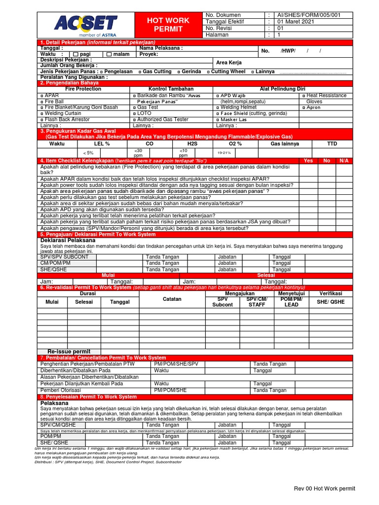 Form Hot Work Permit-1 | PDF