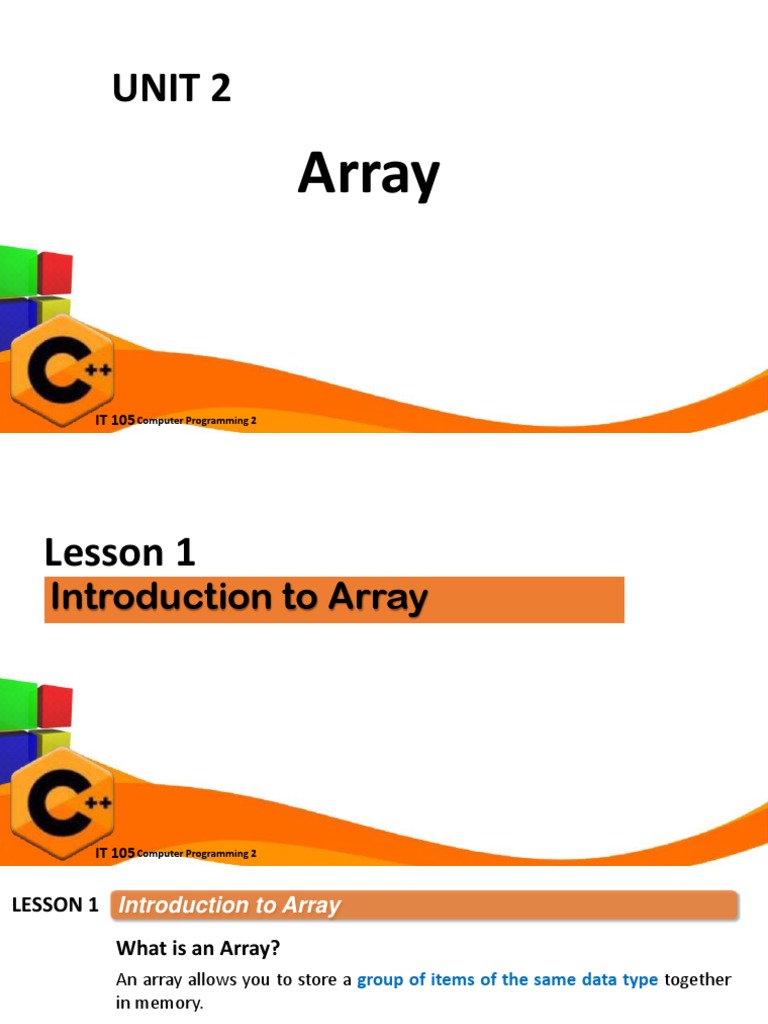 Lesson 1 Introduction To Array | PDF | Array Data Structure | Variable ... Lesson 1 Introduction To Array | PDF | Array Data Structure | Variable ...