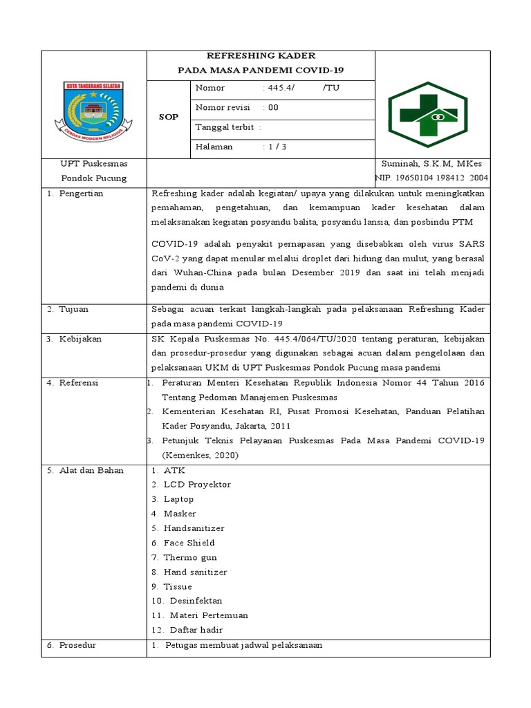 Sop Refreshing Kader | PDF