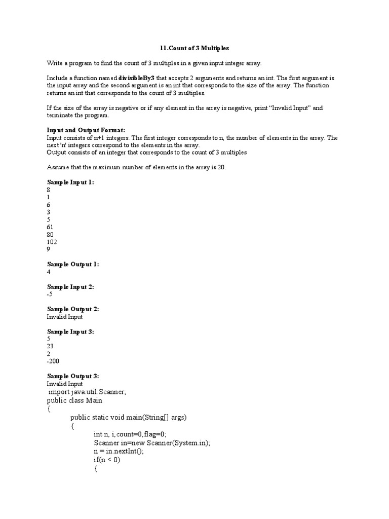 Counting Multiples of Three in an Integer Array | PDF | Parameter ...