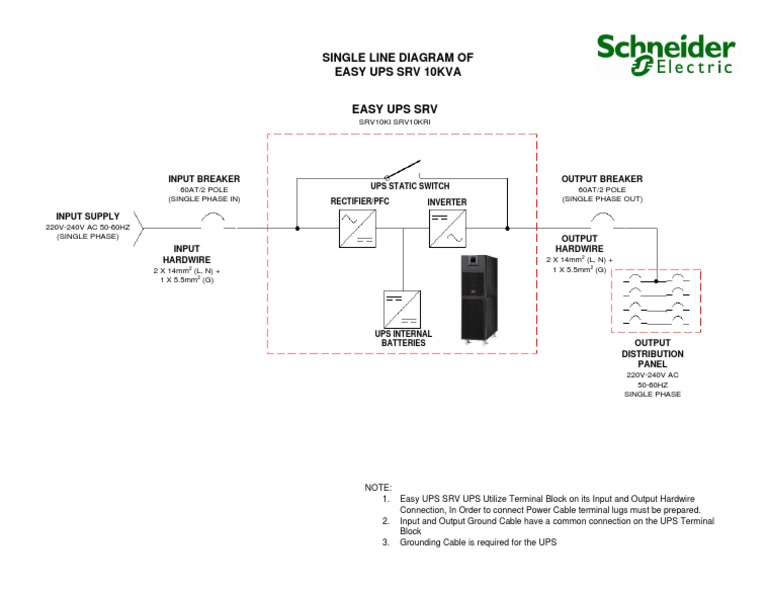 Single Line Diagram of Easy Ups SRV 10kva: Input Breaker Output Breaker ...