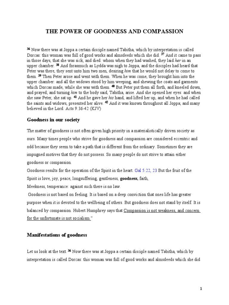 The Power of Goodness and Compassion: Goodness in Our Society | PDF ...