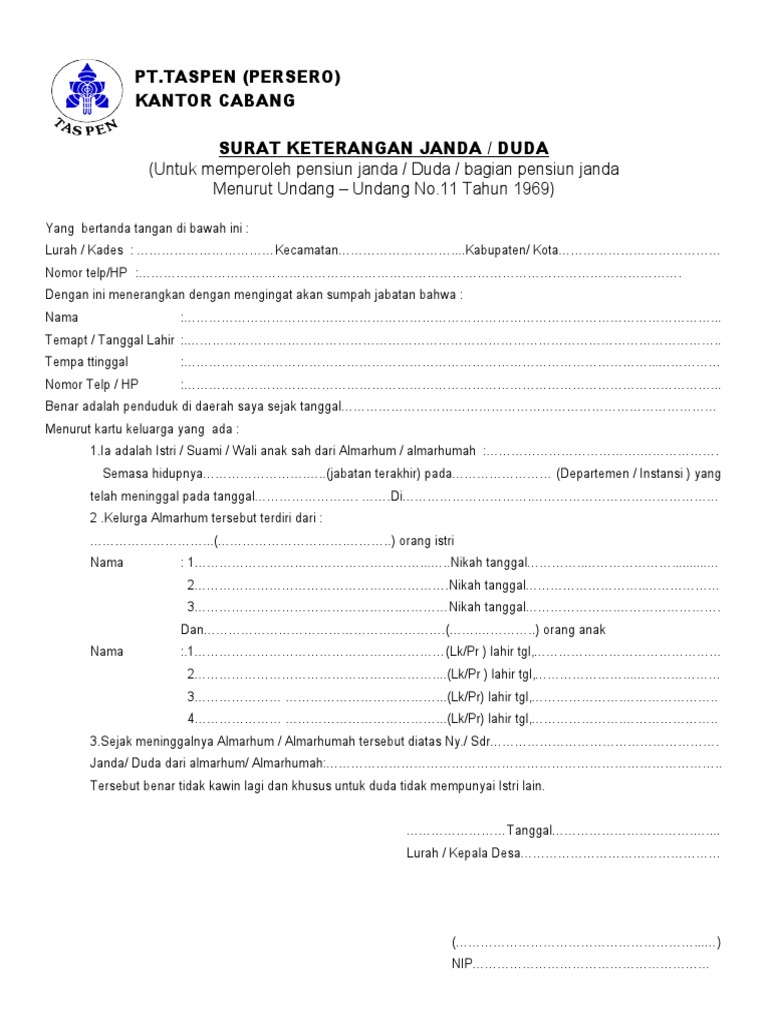 Blanko Janda Duda PT Taspen | PDF