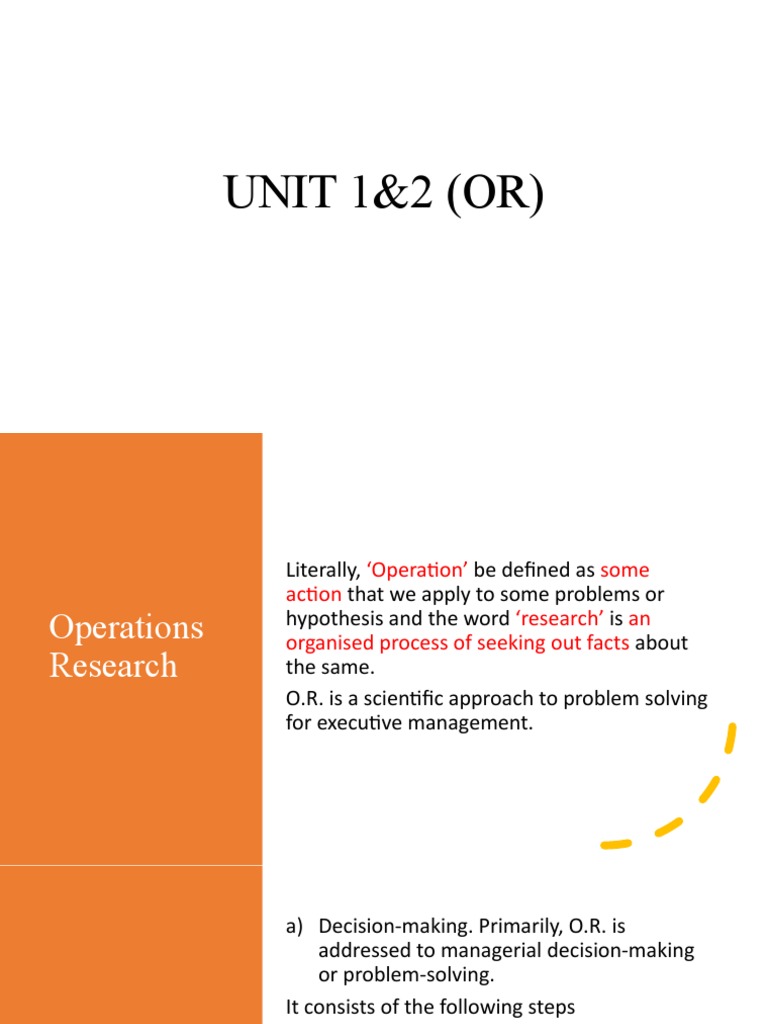 Or (Unit 1&2) | PDF | Decision Making | Mathematical Optimization