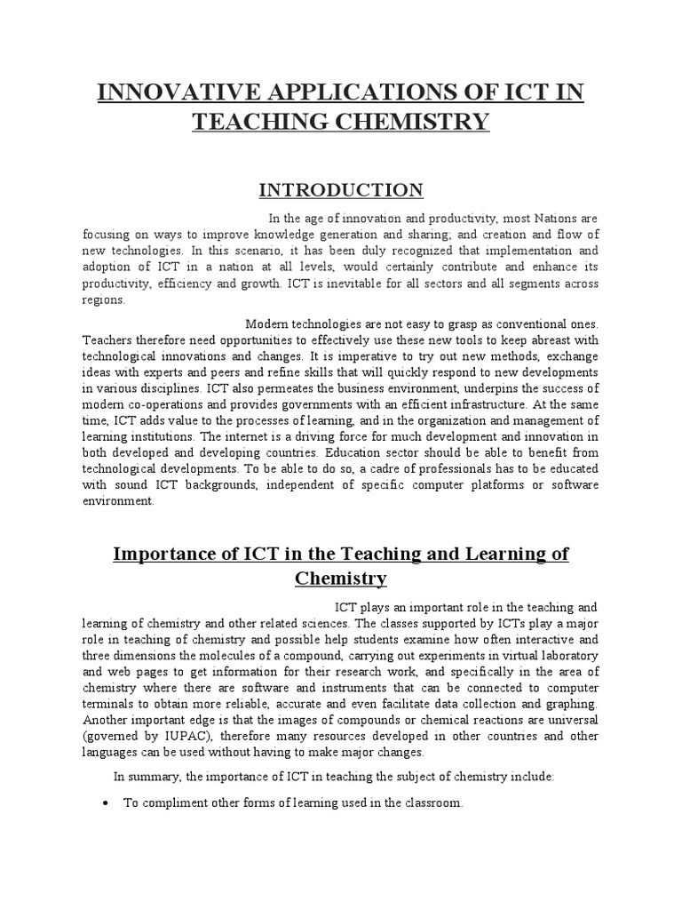 Importance of ICT in The Teaching and Learning of Chemistry | Download ...