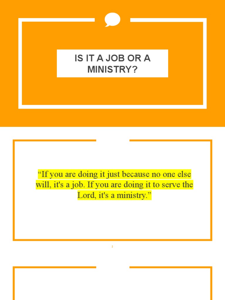 Is It A Job or A Ministry | PDF