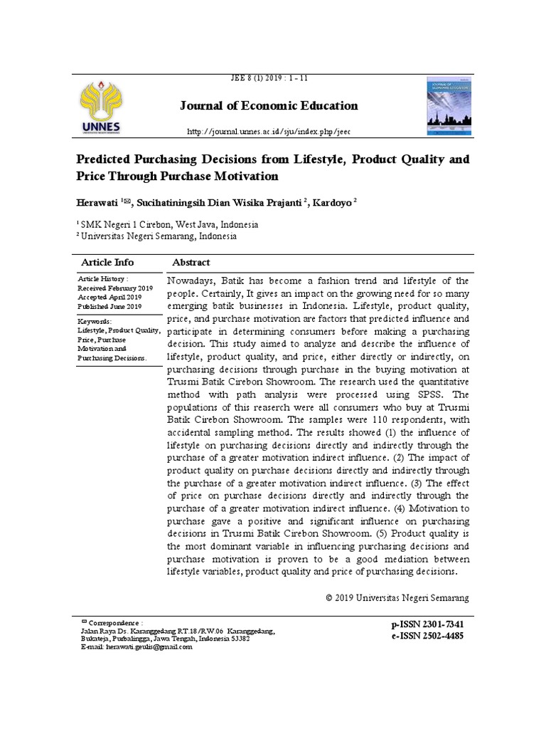 Journal of Economic Education: Herawati, Sucihatiningsih Dian Wisika Prajanti, Kardoyo | PDF ...