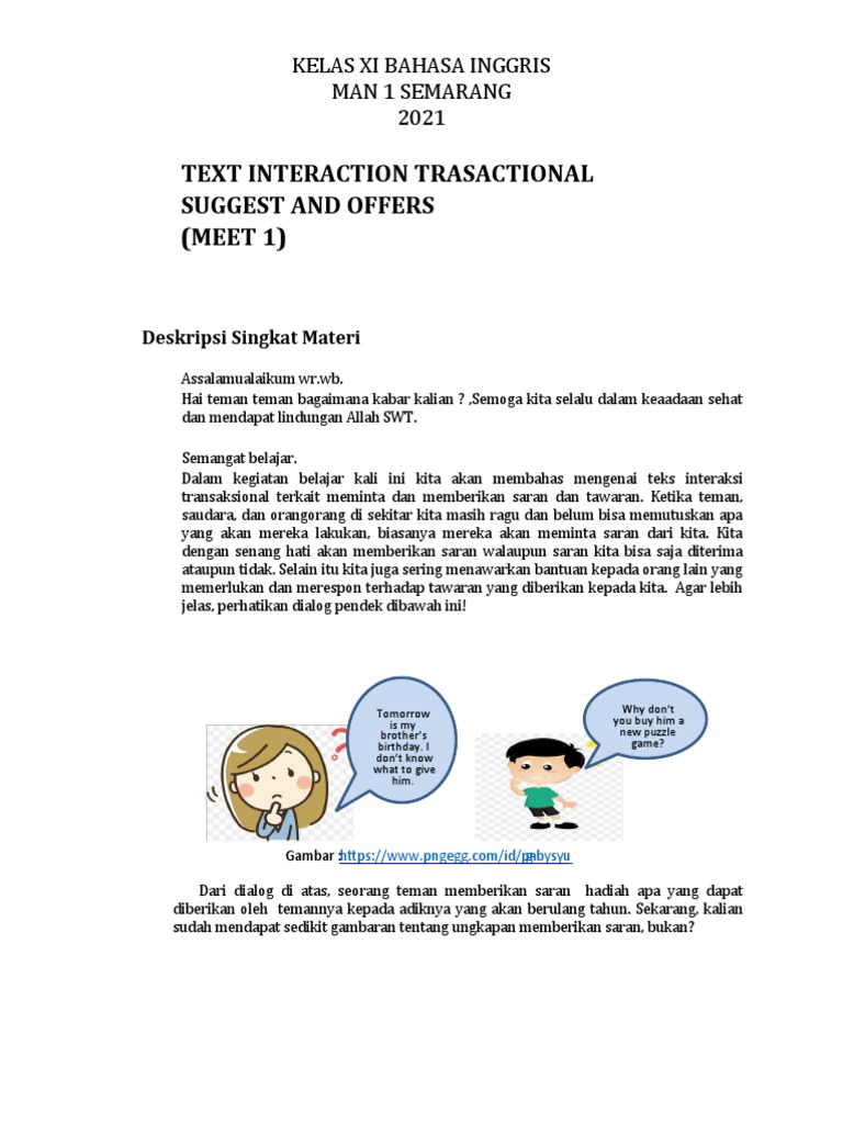 Text Interaction Trasactional Kelas Xi-1 | PDF