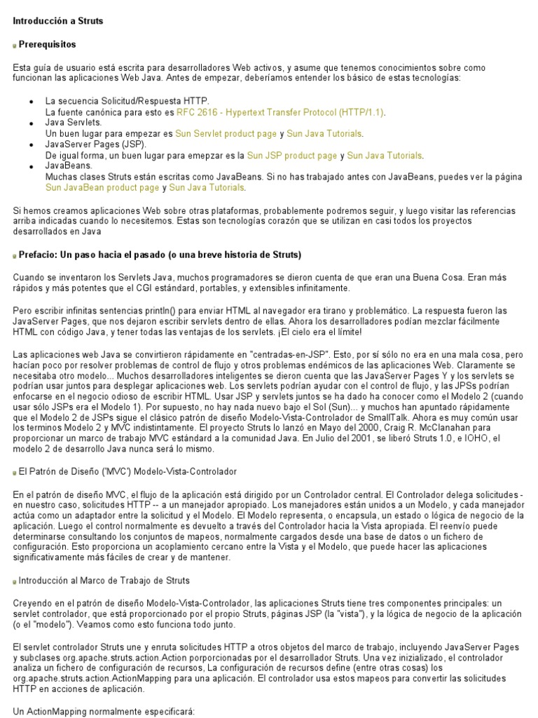 Introducción A Struts | PDF | Páginas del servidor Java | Java (lenguaje de programación)