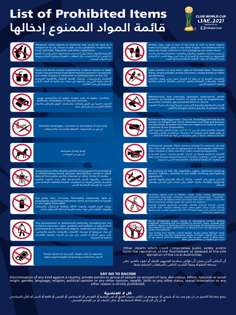 List of Prohibited Items: Say No To Racism | PDF