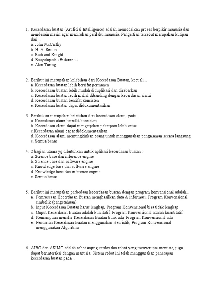 Soal Kecerdasan Buatan | PDF