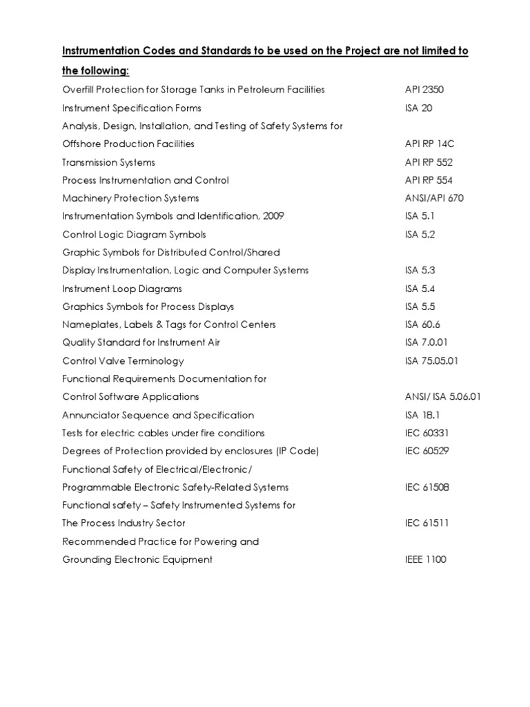 Instrumentation Codes and Standards | PDF