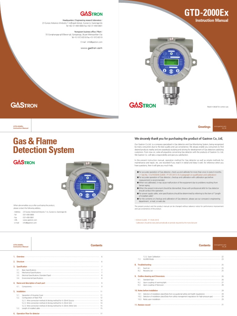GTD-2000Ex: Instruction Manual | PDF | Sensor | Power Supply