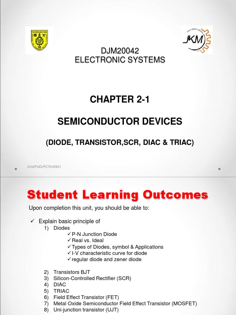 Chapter 2-1 Semiconductor Devices: DJM20042 Electronic Systems | PDF ...