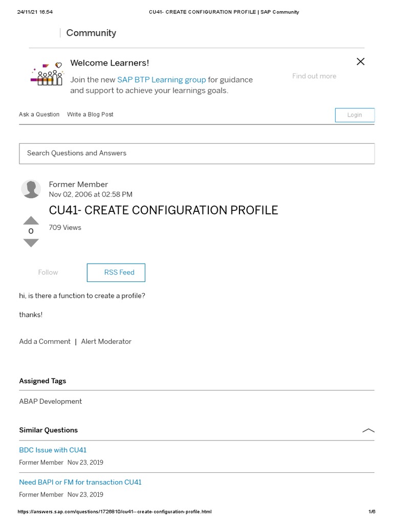 CU41 - CREATE CONFIGURATION PROFILE - SAP Community | PDF | Subroutine ...