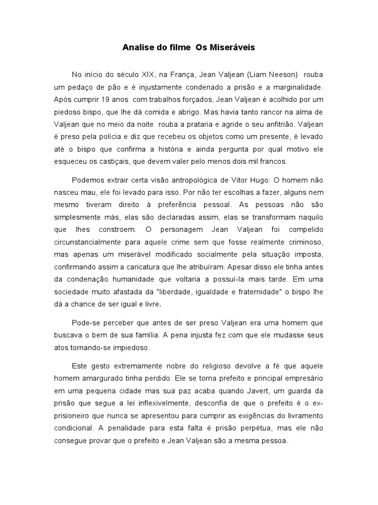 Analise Do Filme Os Miseráveis | PDF | Cosette | Os Miseráveis