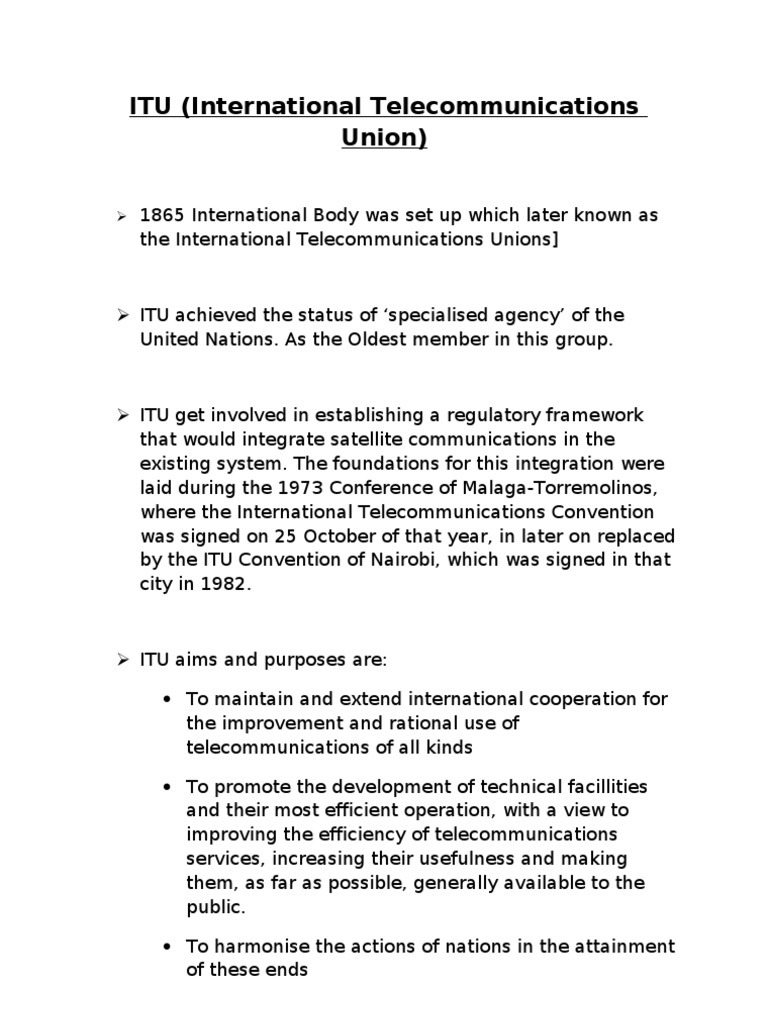 International Telecommunications Unions | PDF | International ...