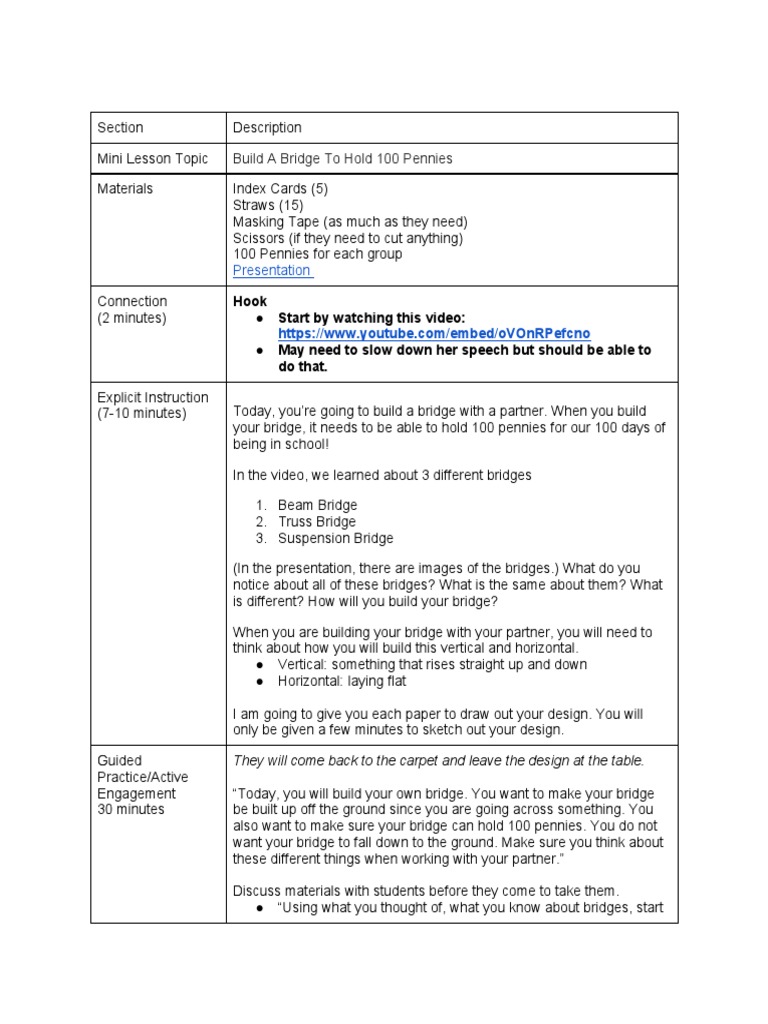 Build A Bridge To Hold 100 Pennies Stem Activity Pdf