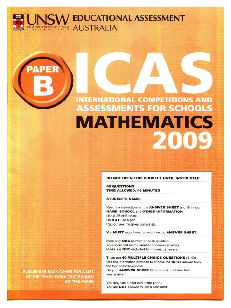 2009 ICAS Mathematics Paper B | PDF