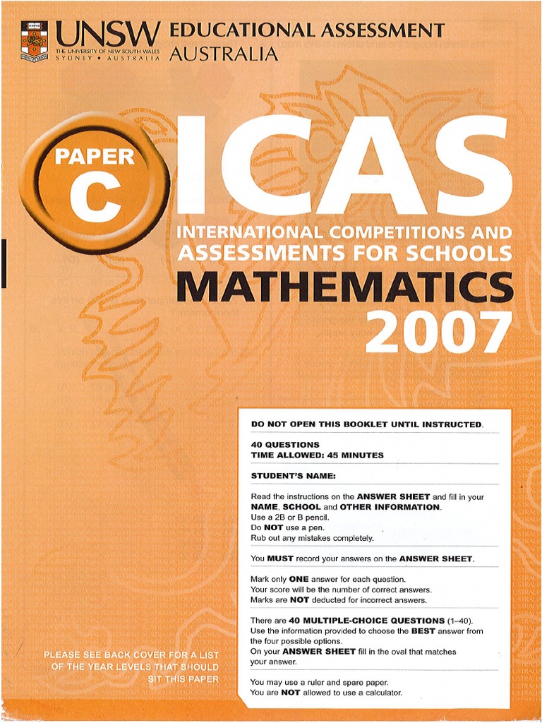 2007 ICAS Mathematics Paper C | PDF