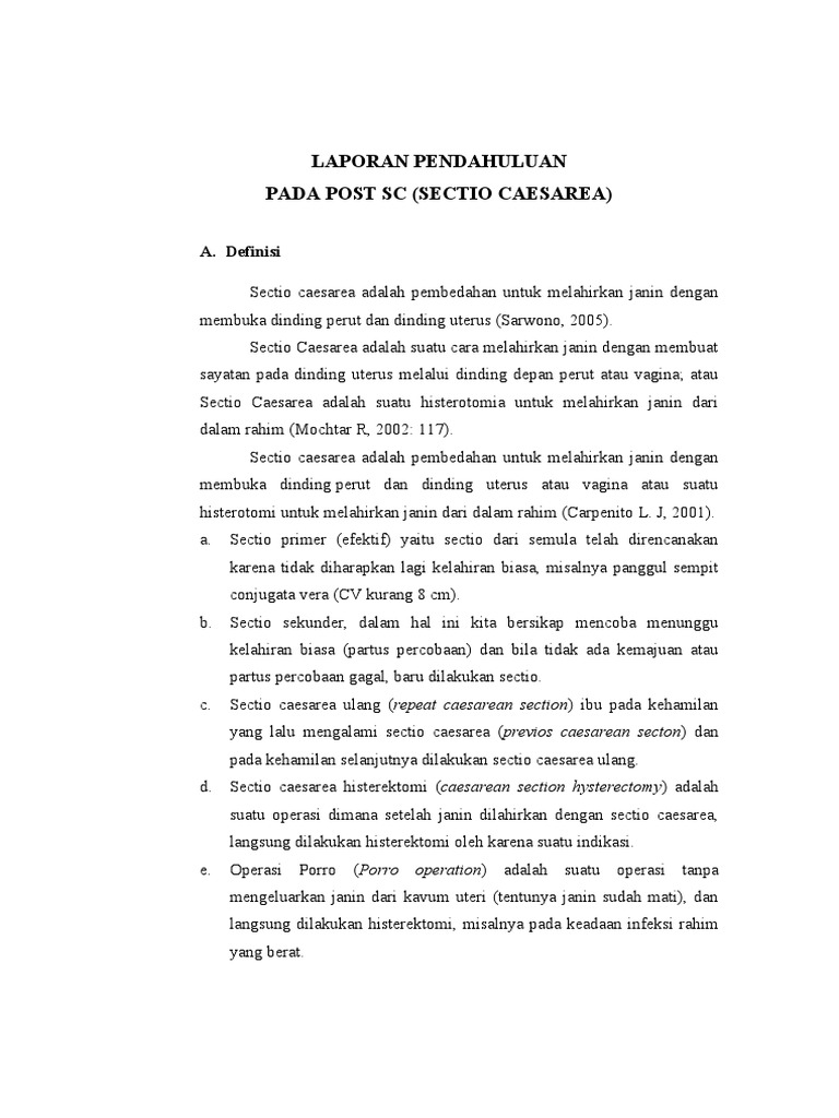 Laporan Pendahuluan Post SC | PDF