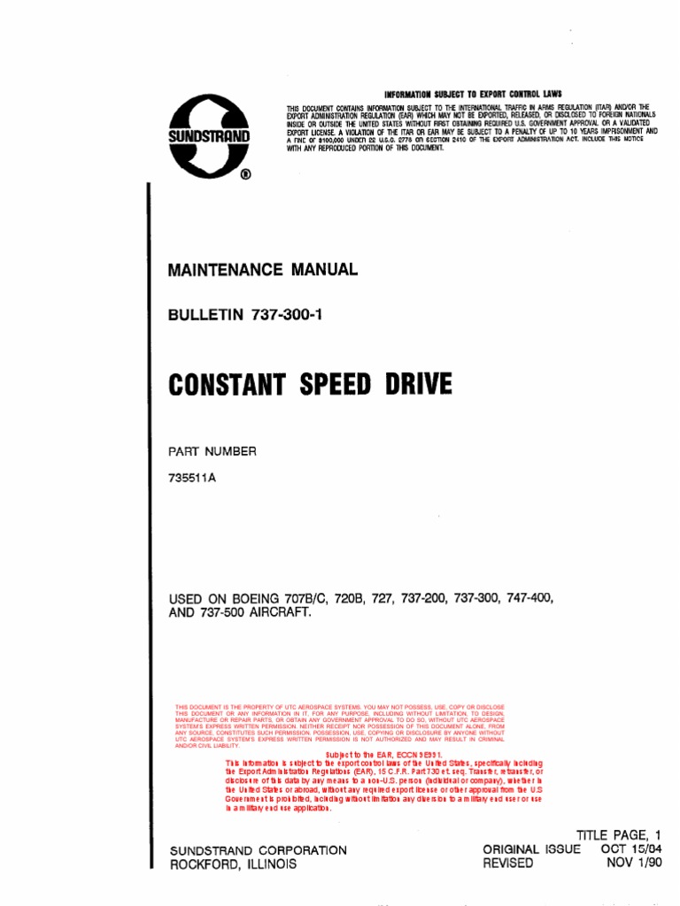 Constant Speed Drive Bulletin737 - 300 - 1 | PDF | Transmission ...