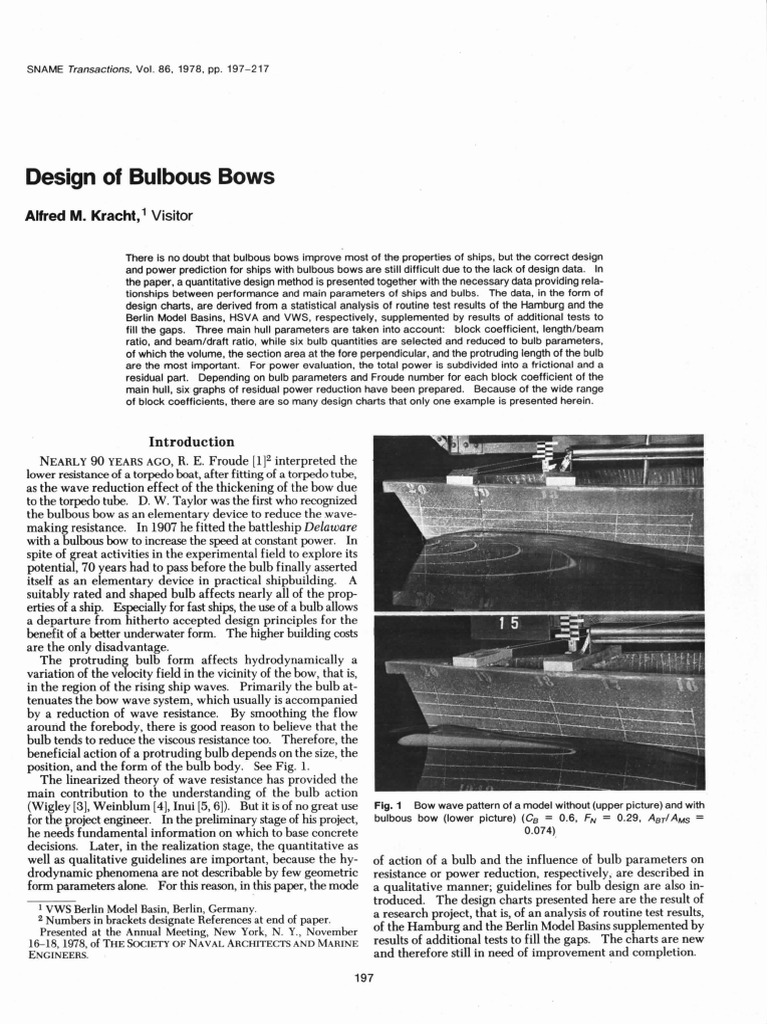 Design of Bulbous Bows: Alfred M. Kracht, 1 Visitor | PDF | Ships | Waves