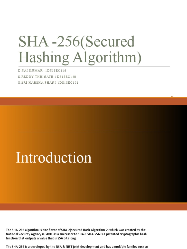 SHA - 256 (Secured Hashing Algorithm) | PDF | Security Technology ...
