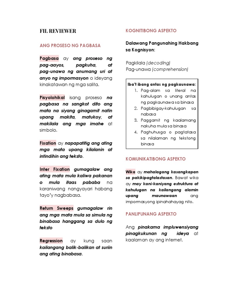 Filipino Reviewer | PDF