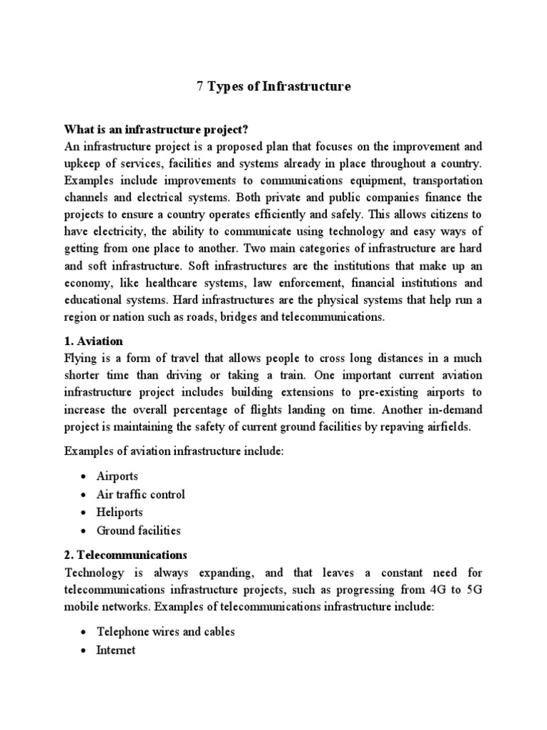 7 Types of Infrastructure: What Is An Infrastructure Project? | PDF ...