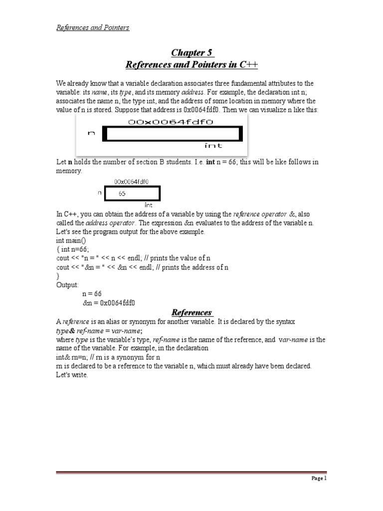 References and Pointers in C++ | PDF | Pointer (Computer Programming ...