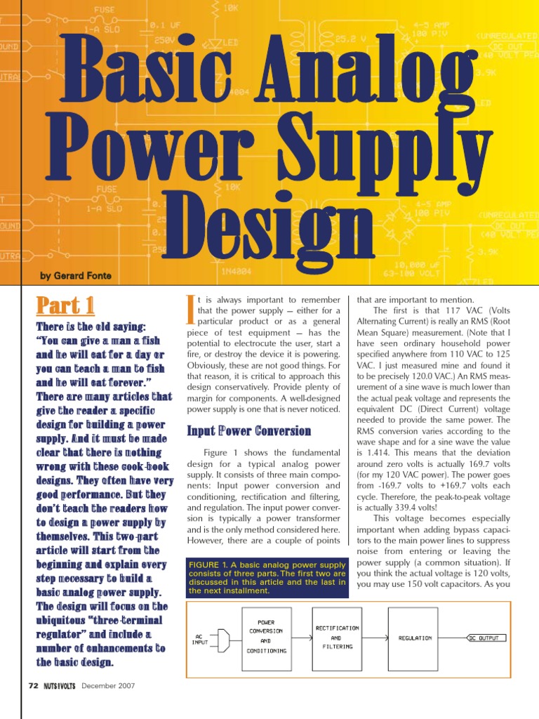 Basic Analog Power Supply Design Guide | PDF | Rectifier | Operational ...