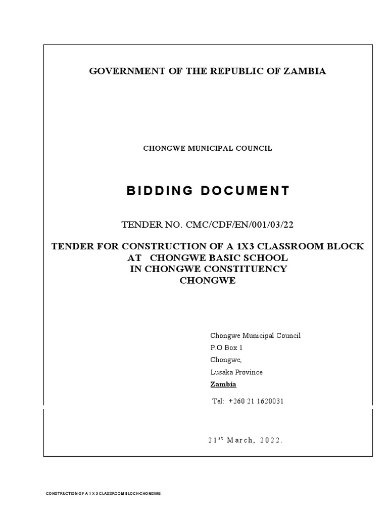 1 X 3 CLASSROOM BLOCK CDF Biding Document | PDF