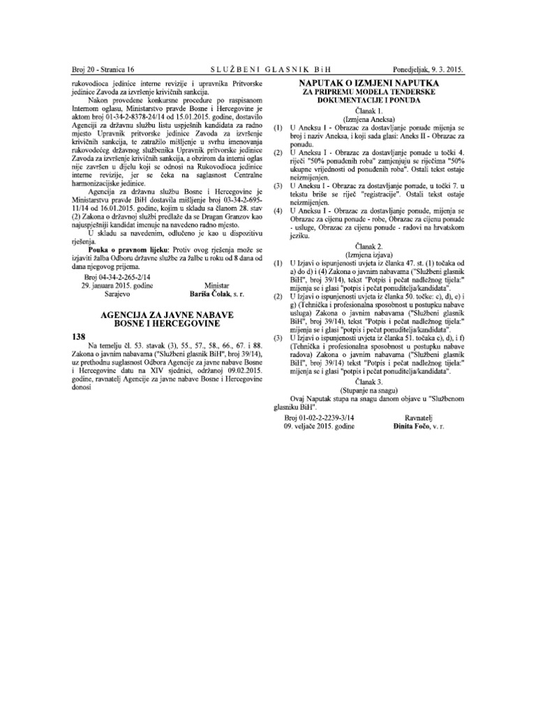Uputstvo o Izmjeni Uputstva - Za Pripremu-Tenderske-Dokumentacije-I ...