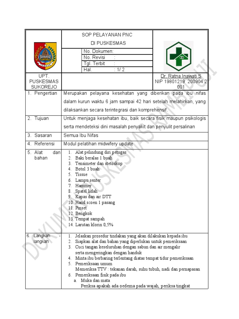 Sop Pelayanan PNC | PDF | Pengembangan Diri | Kesehatan Holistik