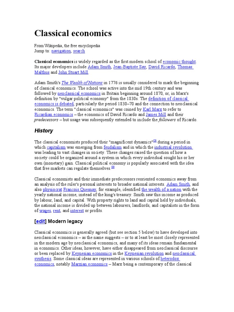 Classical Economics | Classical Economics | Economic Theories