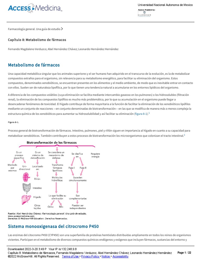 Capítulo 8 - Metabolismo de Fármacos | PDF | Citocromo P450 | Medicamentos con receta