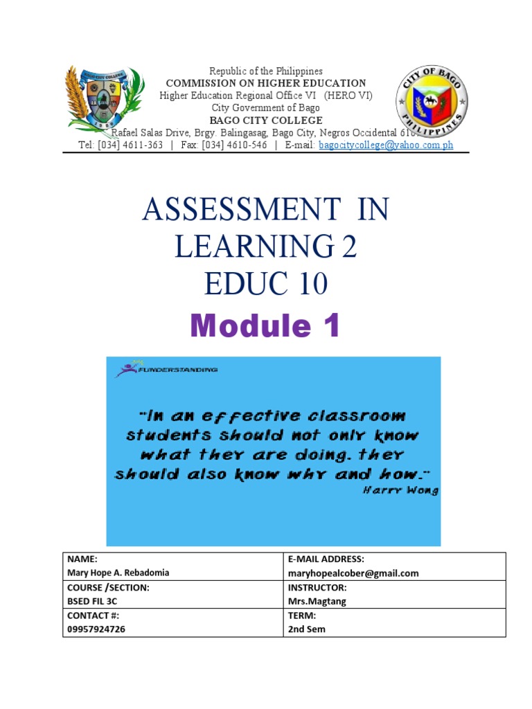 Educ 10 Module 1 | PDF | Educational Assessment | Rubric (Academic)