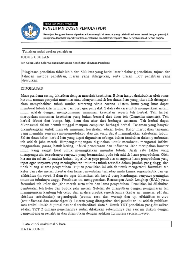 Template Penelitian Dosen Pemula - PDP | PDF