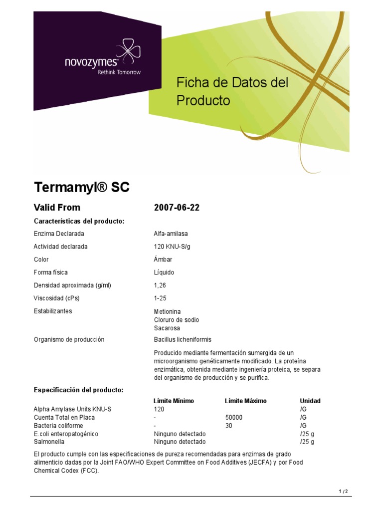 Thermamyl | PDF | Enzima | Proteínas