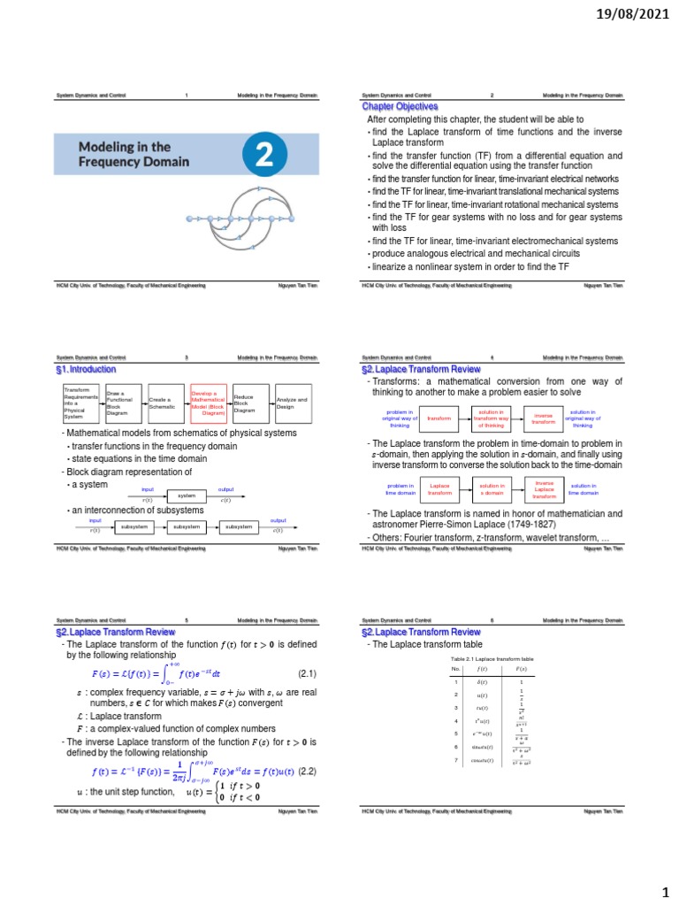 Ch.02 Modeling in Frequency Domain | PDF | Laplace Transform | Mathematical Concepts