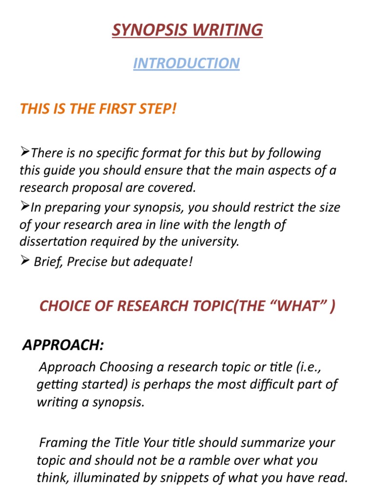 Synopsis Writing Ppt | PDF