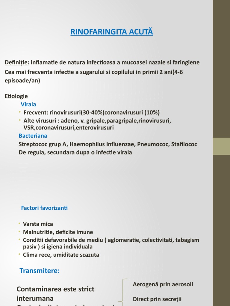 Infectii de Cai Respiratorii Superioare, Laringite, Aspiratie de Corpi ...